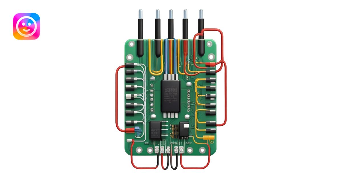 An icon featuring a circuit board, electrical wires, symbolizing ...