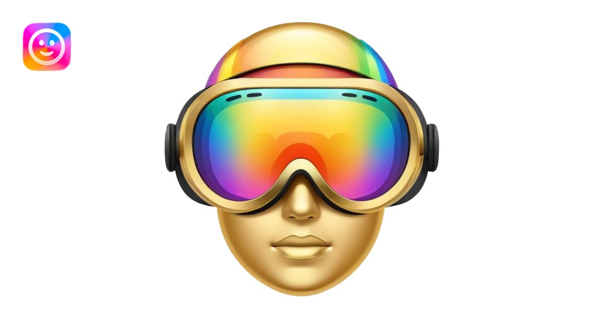 gold simulation rainbow visor goggles emoji | AI Emoji Generator