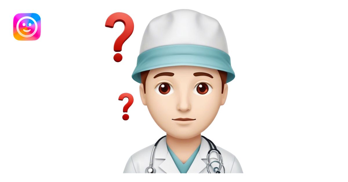 Surgeon with single red question mark on his hat emoji | AI Emoji Generator