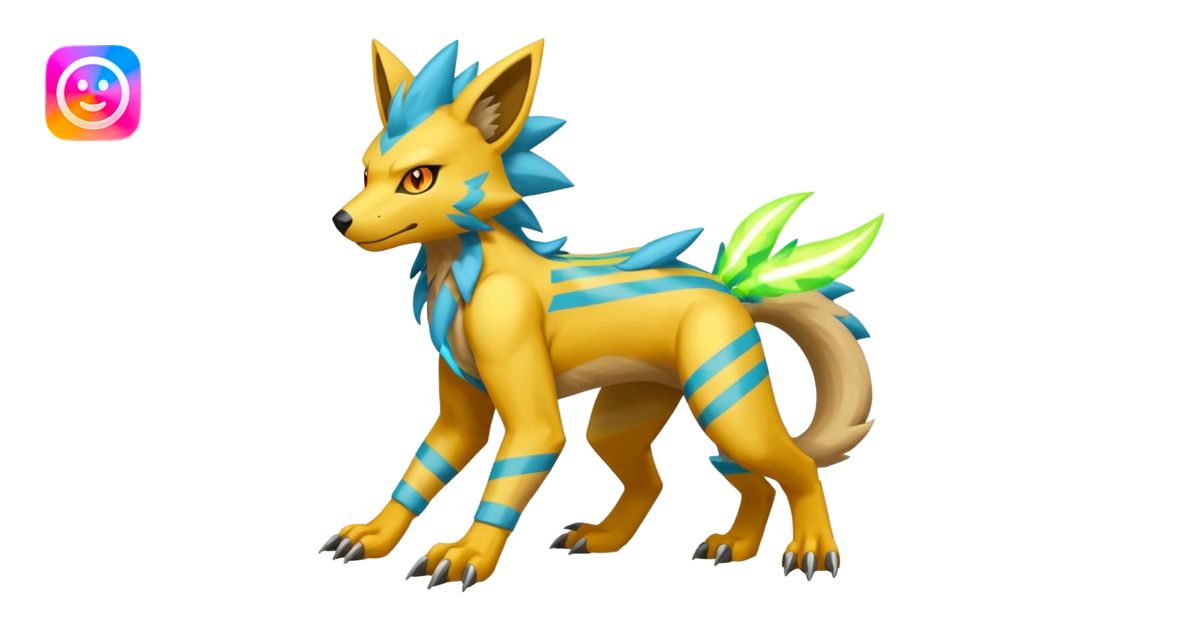 Cyan manectric-Electrike-Zeraora-fusion with neon-green stripes and ...