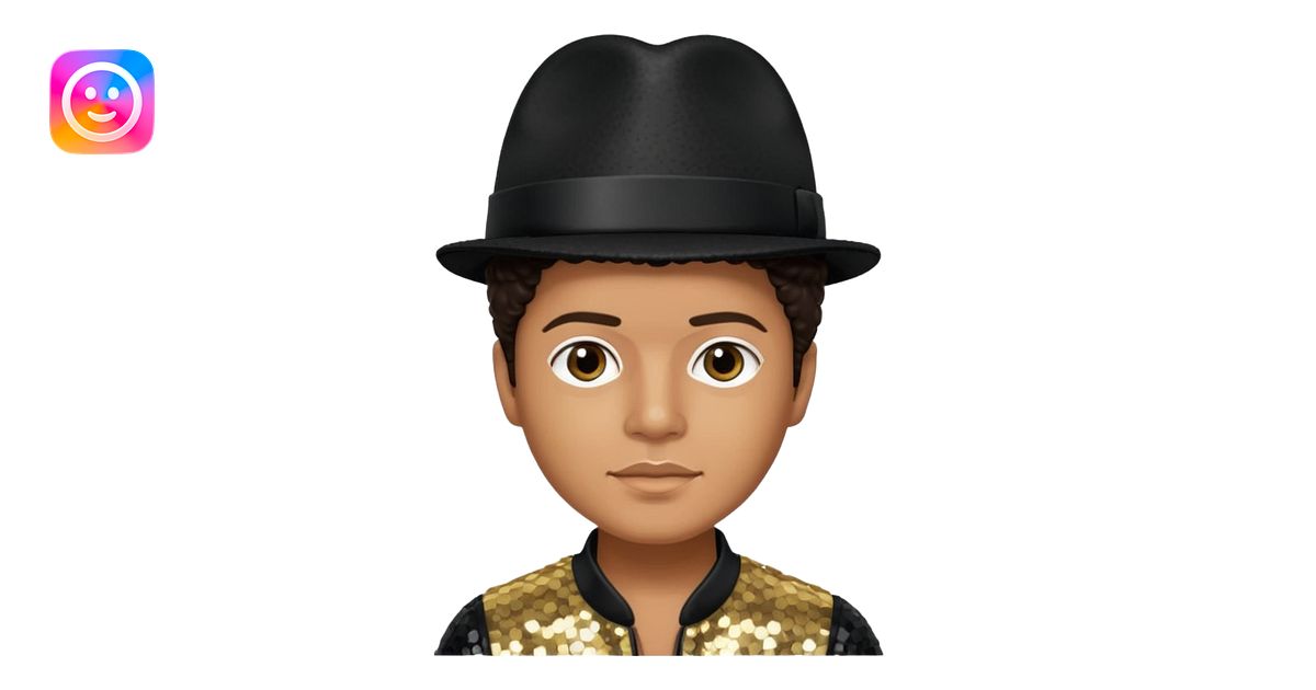 Bruno Mars with dark brown hair, black sequin outfit emoji | AI Emoji ...