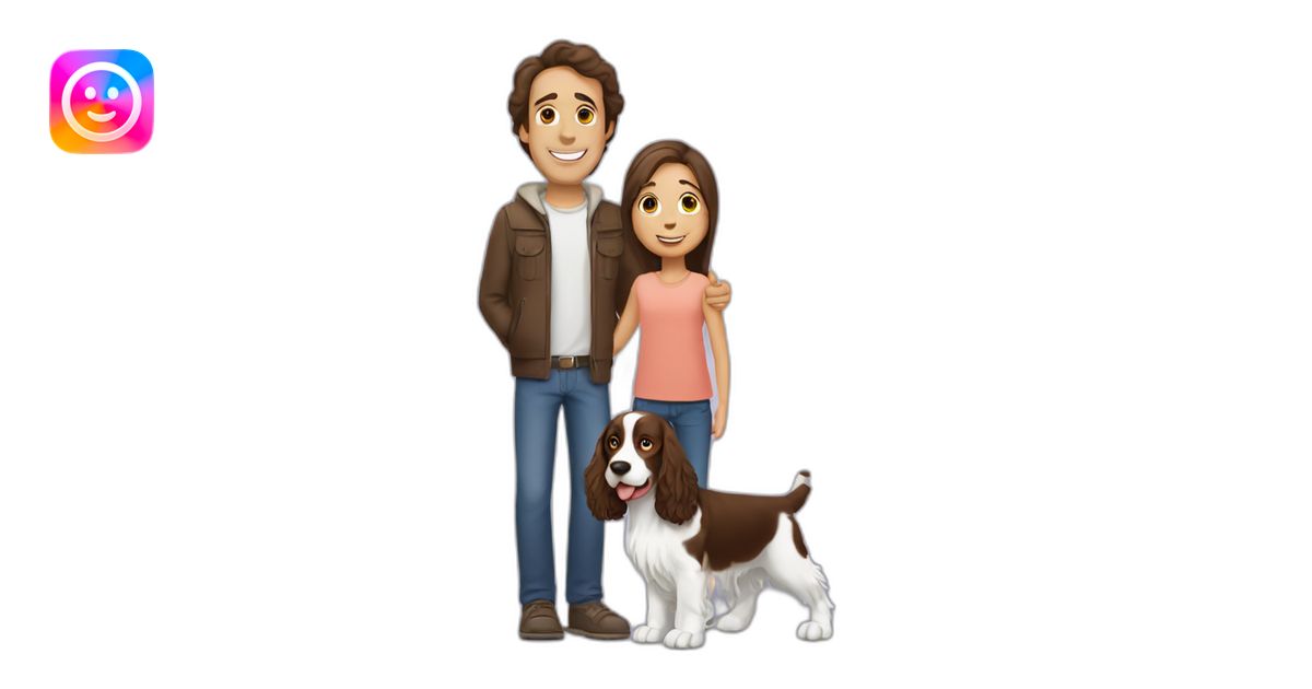 Springer spaniel with man and girl emoji | AI Emoji Generator
