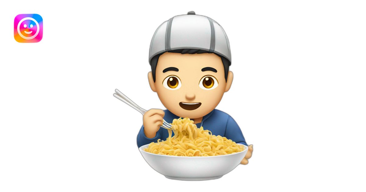 Asian man eating pasta with chopstic emoji | AI Emoji Generator