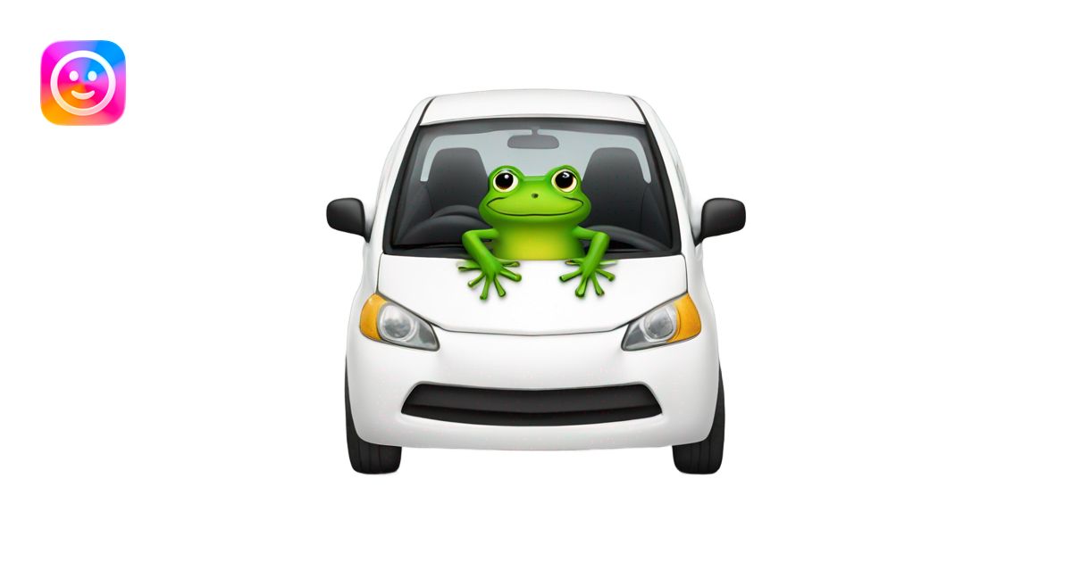Frog in a white Prius emoji | AI Emoji Generator