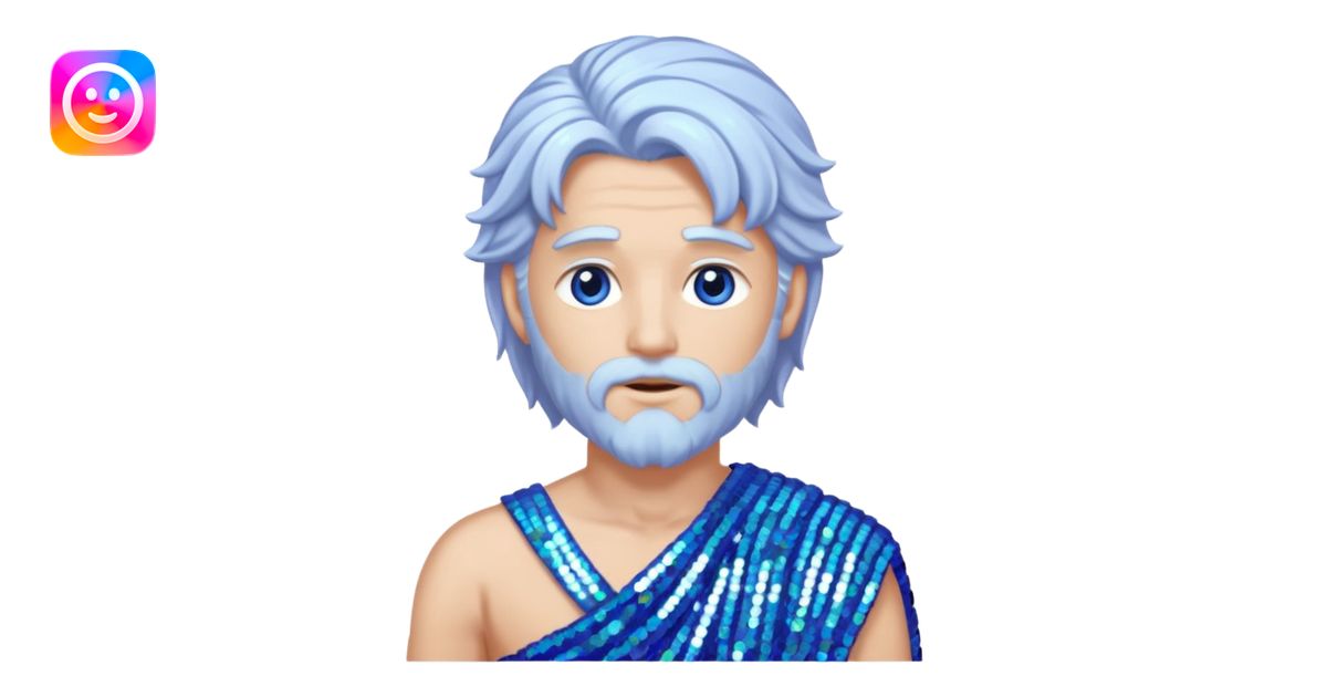 Uranus Sky God with long white hair, periwinkle sequin toga emoji | AI ...