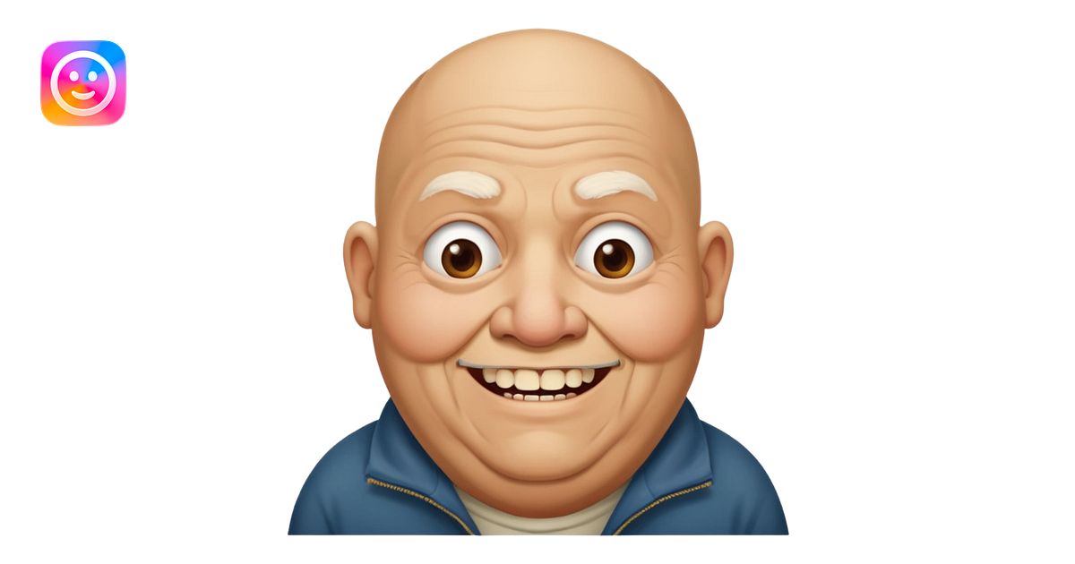 Fat homeless old bald man with missing teeth emoji | AI Emoji Generator