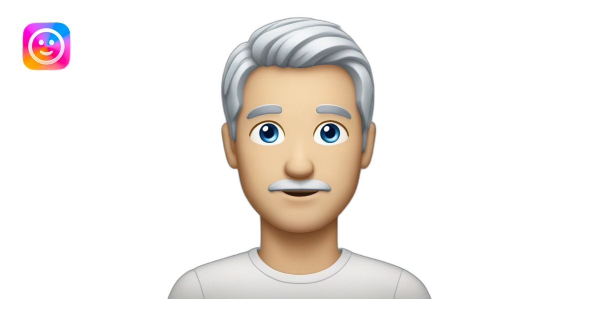 man with short grey hair and blue eyes, light stuble emoji | AI Emoji ...