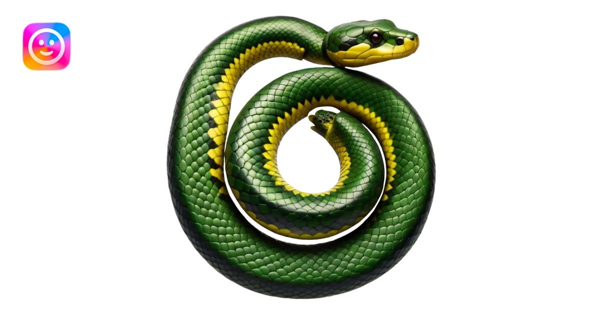 A photo-realistic top-down view of a Green Anaconda tightly coiled in a ...