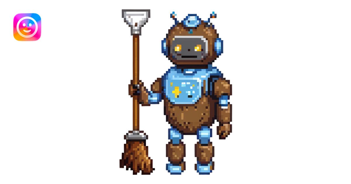 robot janitor with poop illustration | AI Emoji Generator