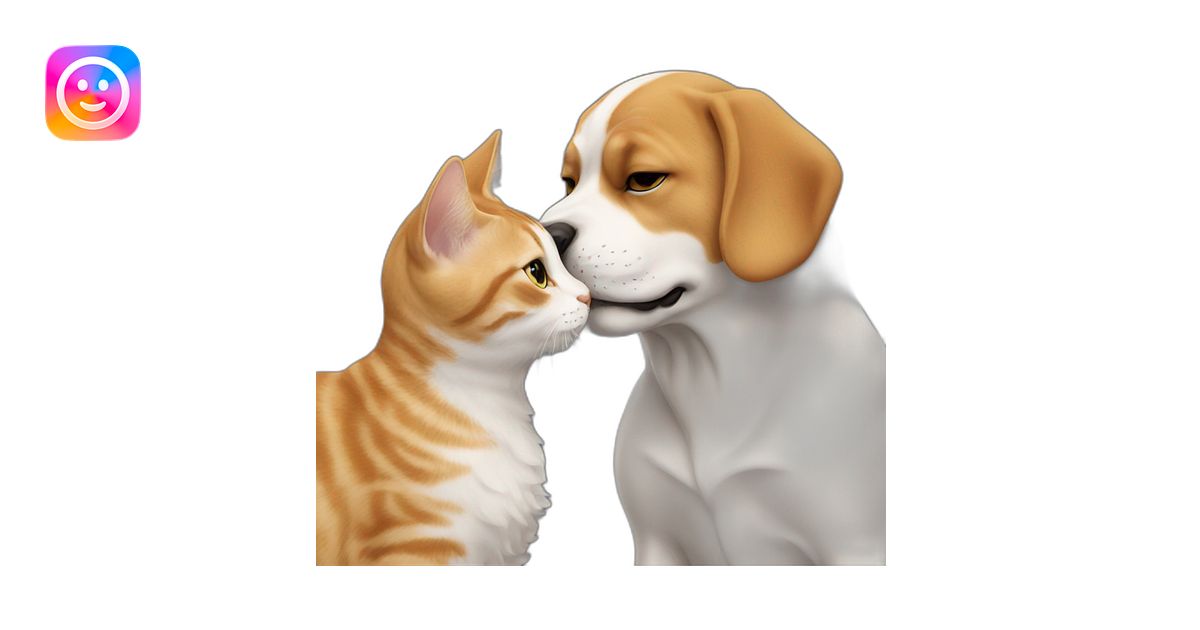 Dog kiss a cat emoji | AI Emoji Generator