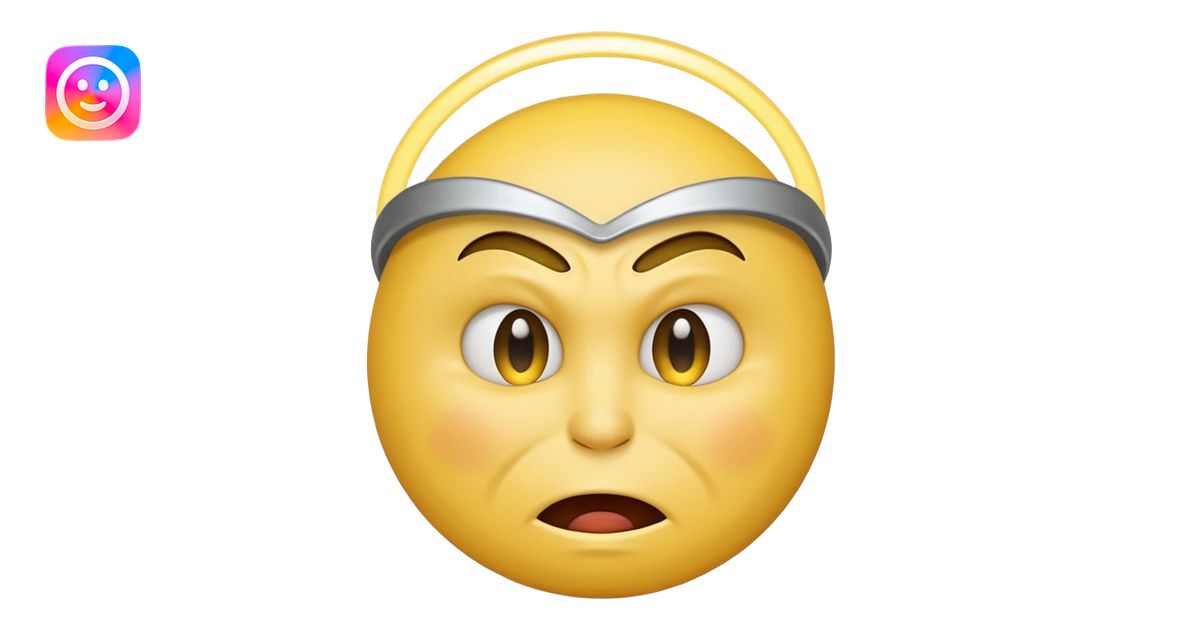 Yellow smiley face angry with a hallow angel emoji | AI Emoji Generator