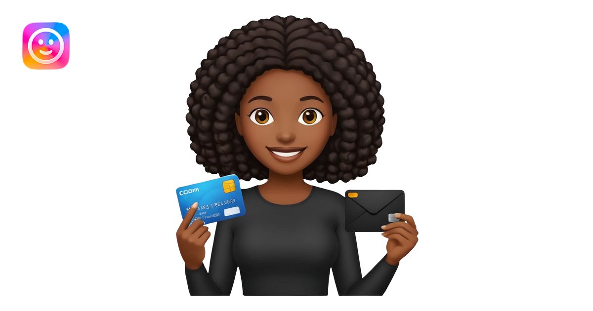 Black company card with black woman photo on it emoji | AI Emoji Generator