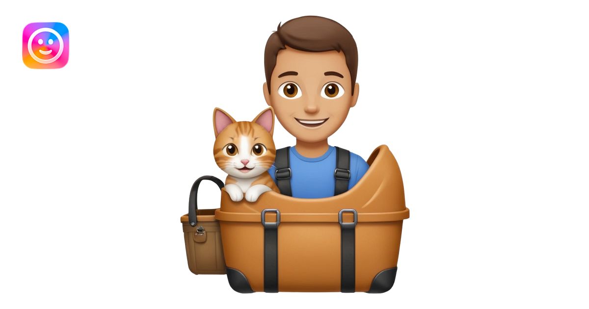Walker + cat in carrier, Pet Walkers. emoji | AI Emoji Generator
