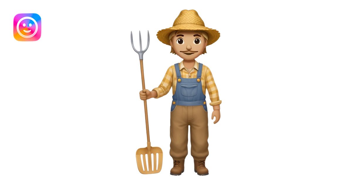 Scarecrow, Dressed like a farmer with overalls, straw hat, and a rake ...