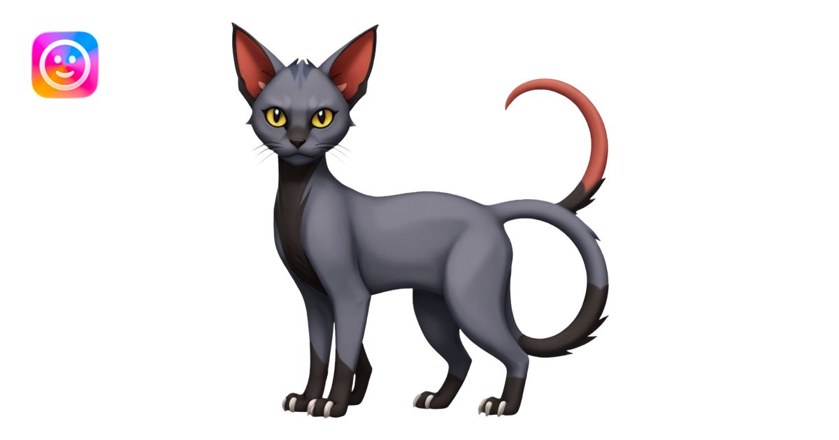 Black edgy Noivern-Torracat-Sphynx-Lykoi-Caracal-cat-Fakemon full-body ...
