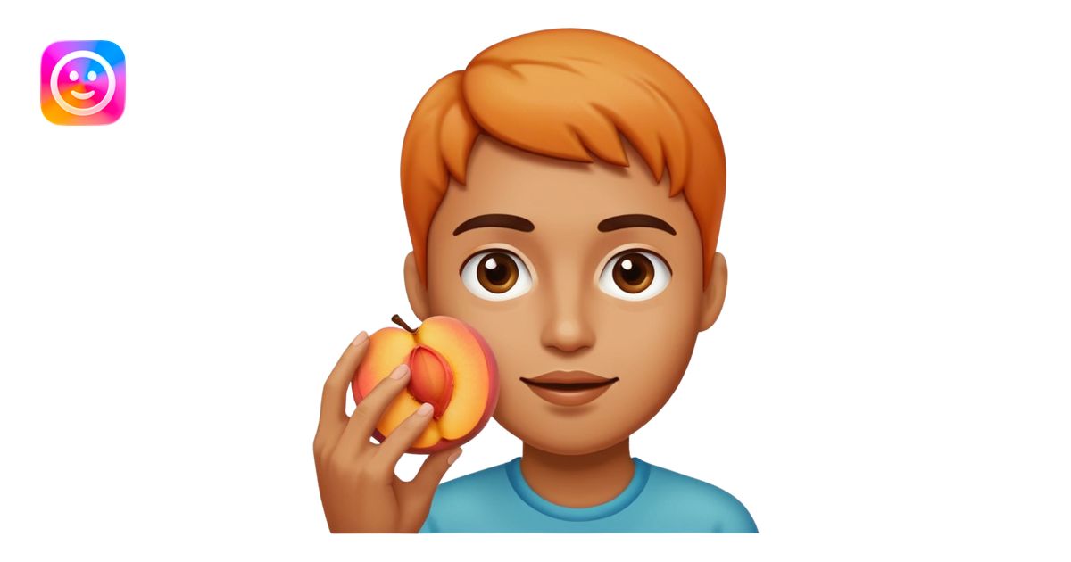 Touching the halved peach with a finger. emoji | AI Emoji Generator