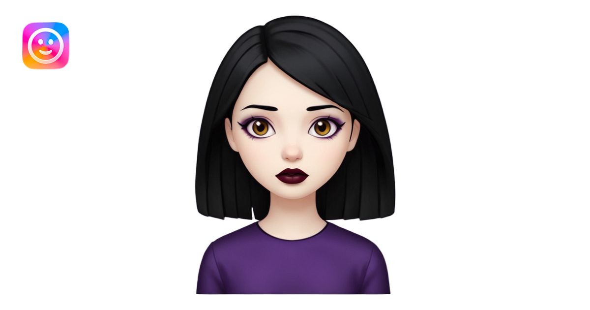 Goth girl black hair brown eyes emoji | AI Emoji Generator