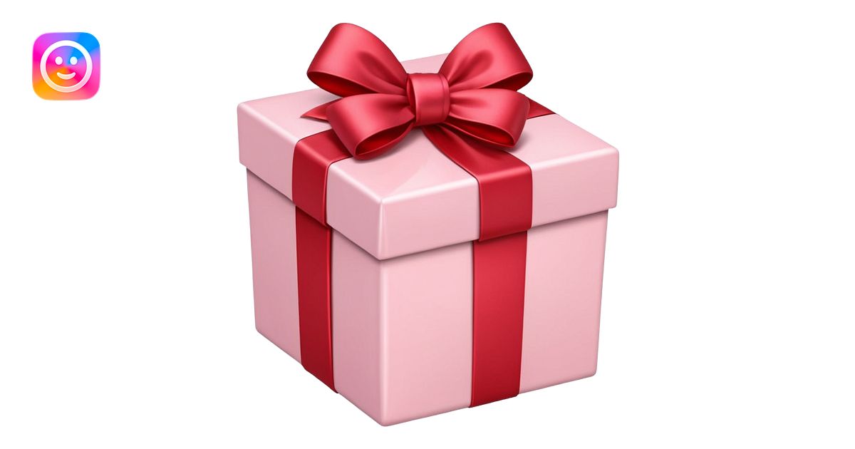 gift box pale pink with red satin bow emoji | AI Emoji Generator