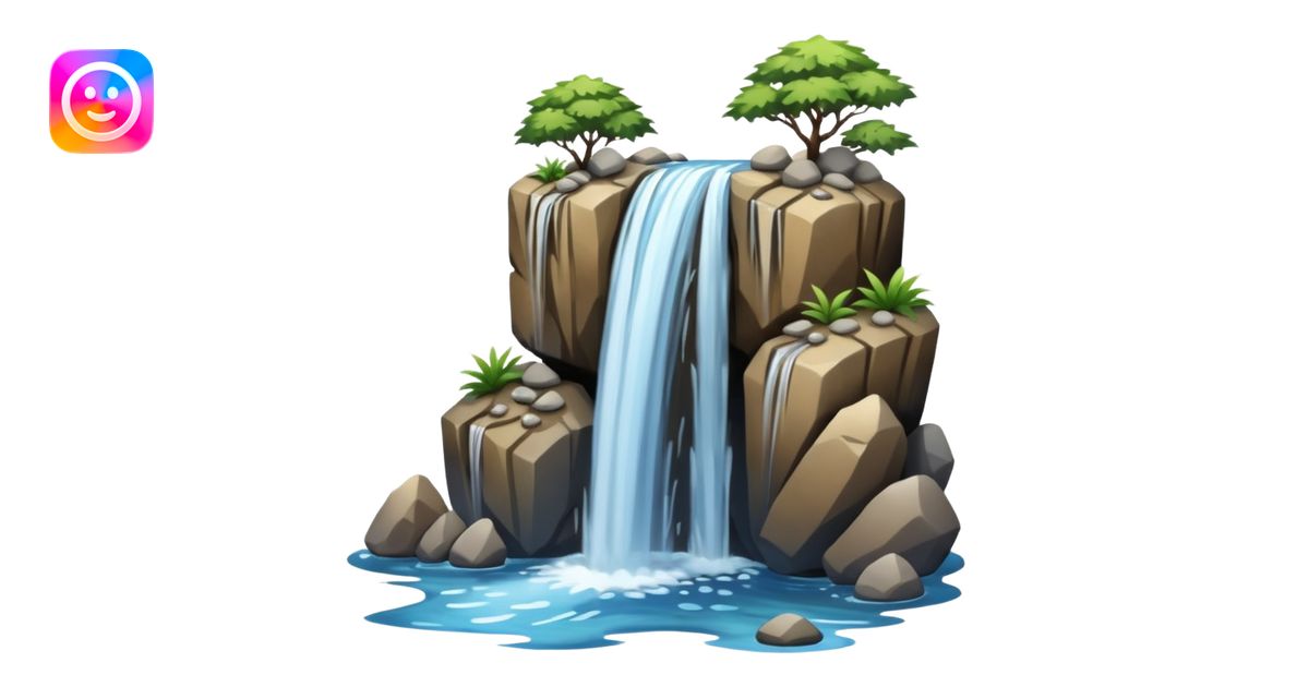waterfall with rocks and no plants emoji | AI Emoji Generator