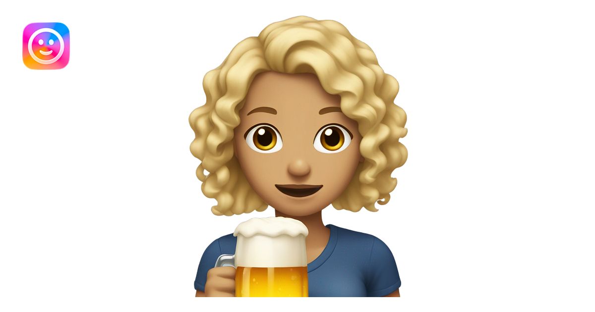 curly blonde mid tanned girl drinking beer emoji | AI Emoji Generator