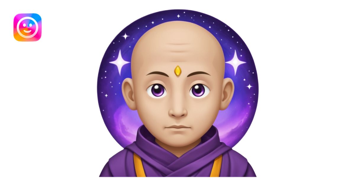 Purple Cosmic/space monk with white eyes emoji | AI Emoji Generator