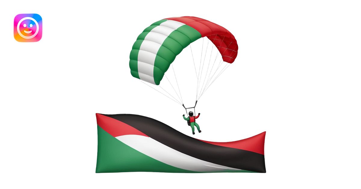 a palestinian flag with a paraglider emoji | AI Emoji Generator