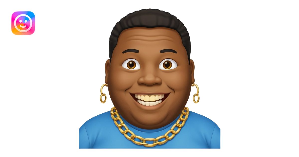 Fat black man missing half of front tooth emoji | AI Emoji Generator