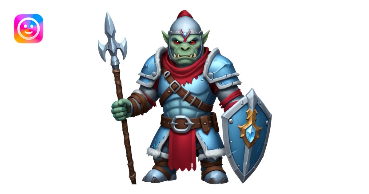 Fantasy Christmas orc legion soldier icon, iron tundra army theme ...