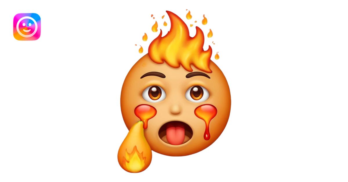 i want emoji face not with burning hair but with burning eyes and also ...