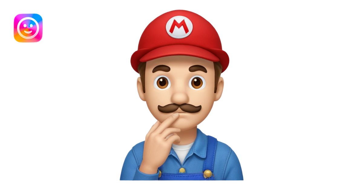 mario thinking with his hand on his chin emoji | AI Emoji Generator