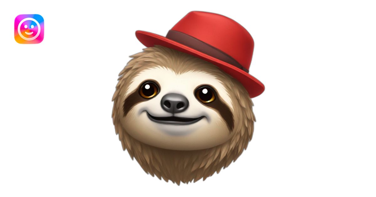 chilled-sloth-in-red-hat emoji | AI Emoji Generator