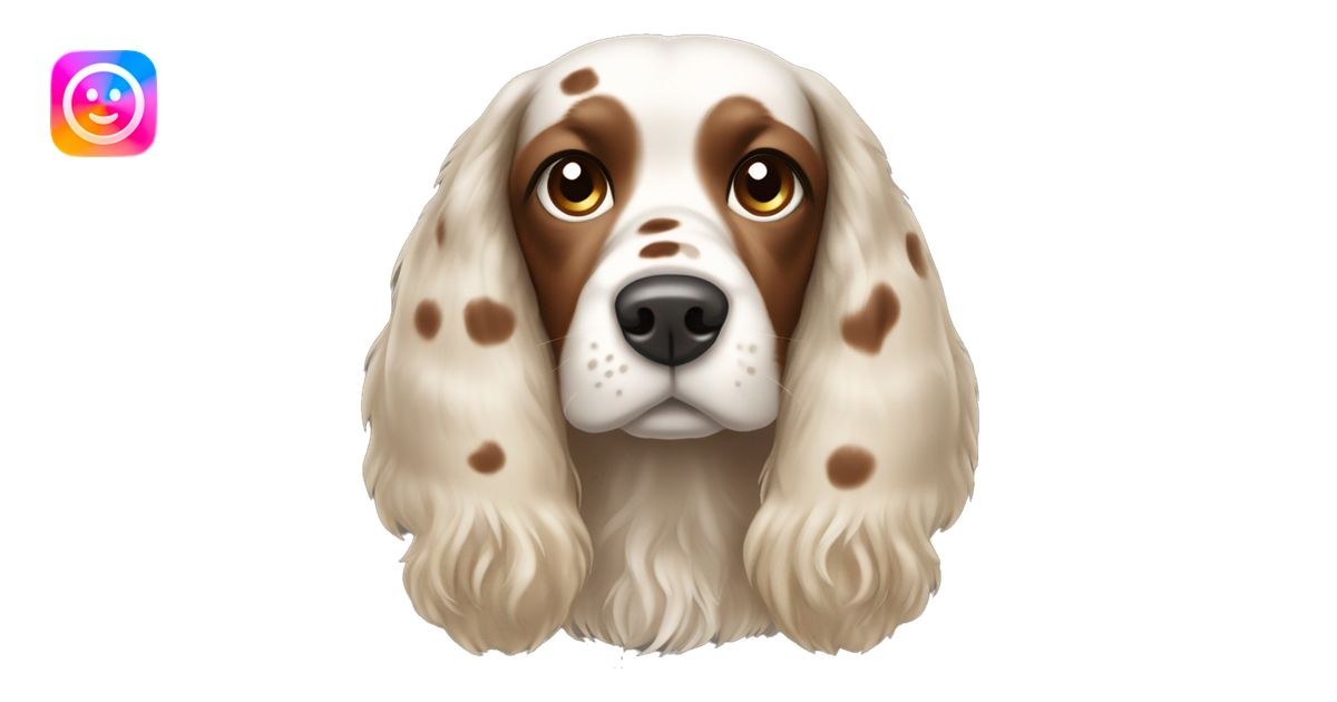Cocker spaniel with a brown and white spots and hairs poking out on top ...
