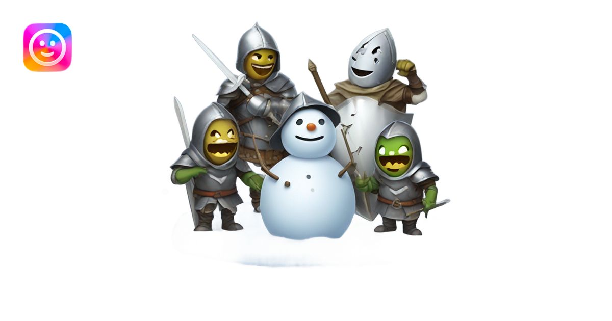 Knights building snowmen while goblins laugh at them emoji | AI Emoji ...