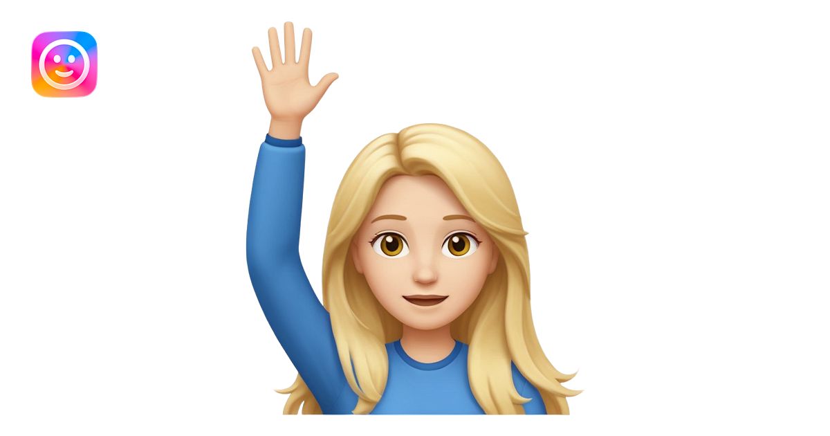 I want a white female animated gif emoji with long blonde hair putting ...