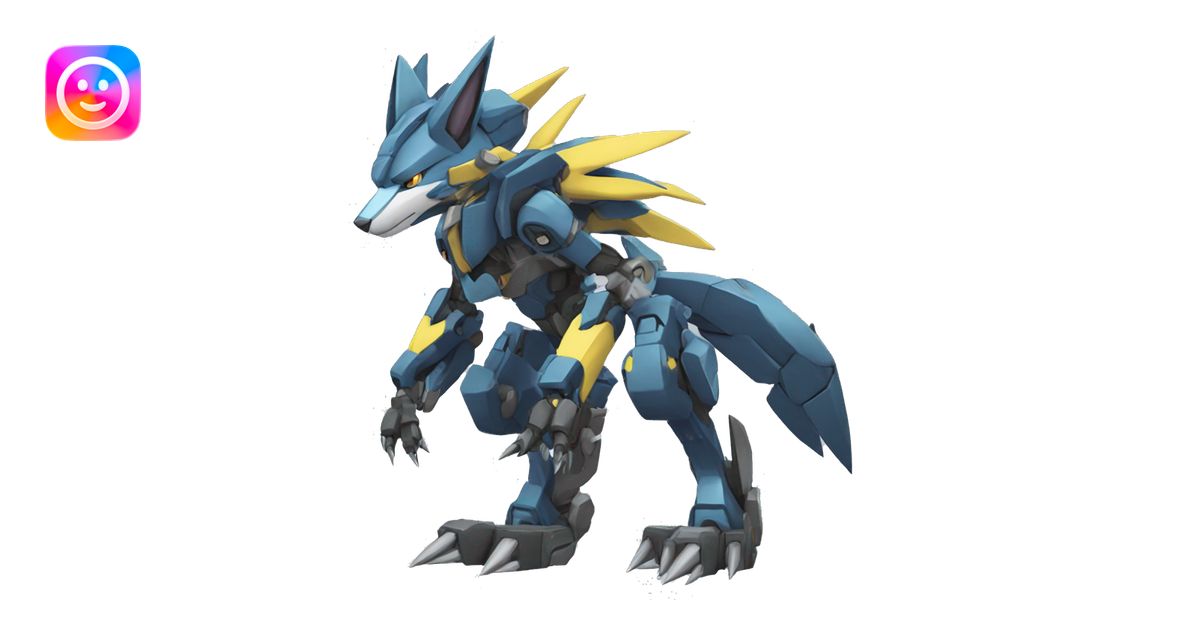 Zeraora-Zoroark-medabot-Mecha full body emoji | AI Emoji Generator