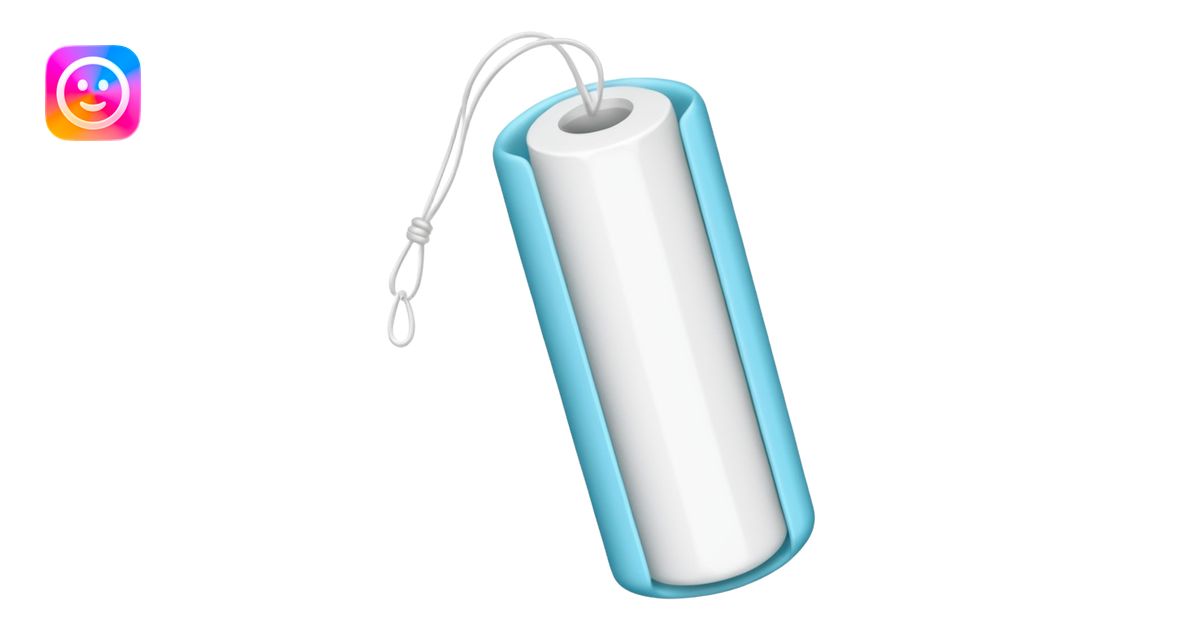 a white tampon with ridges and a string attached to the bottom emoji ...