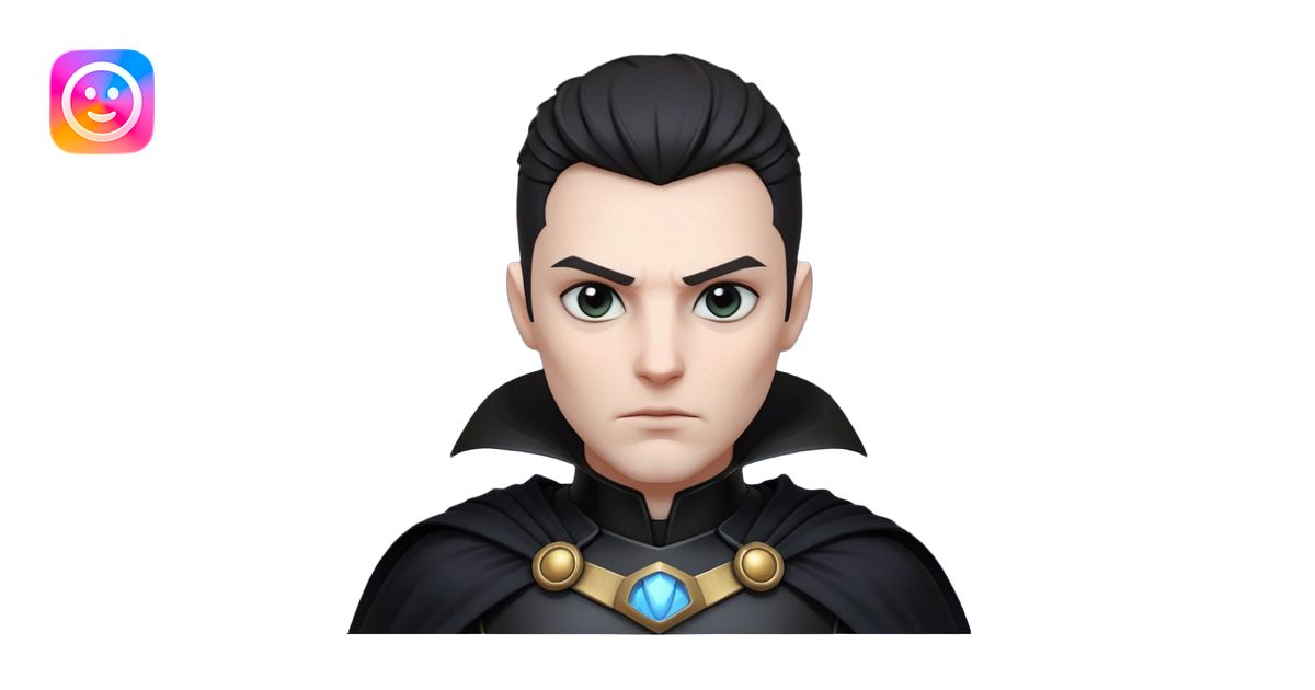 dark sci-fi villain portrait, head and shoulders only, black armor ...