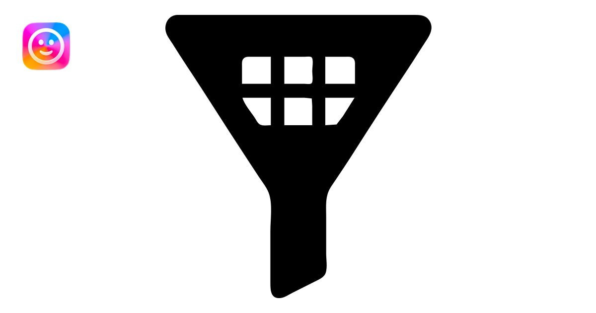 solid black filled icon of a funnel with a filter grid pattern, modern ...