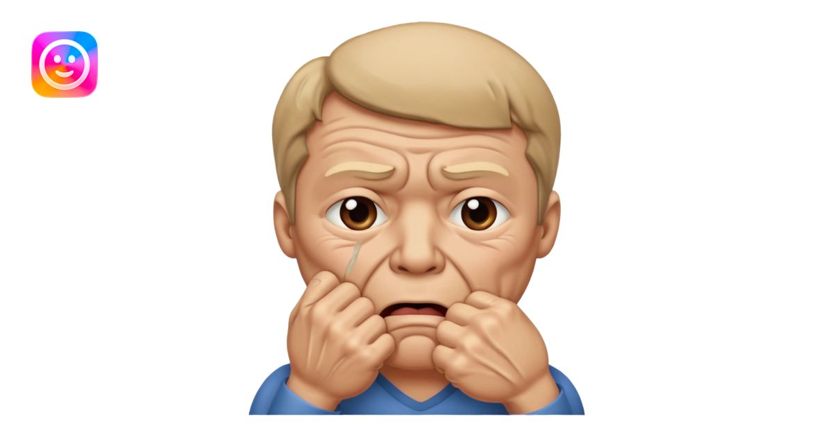Crying man with his fist holding to his mouth emoji | AI Emoji Generator