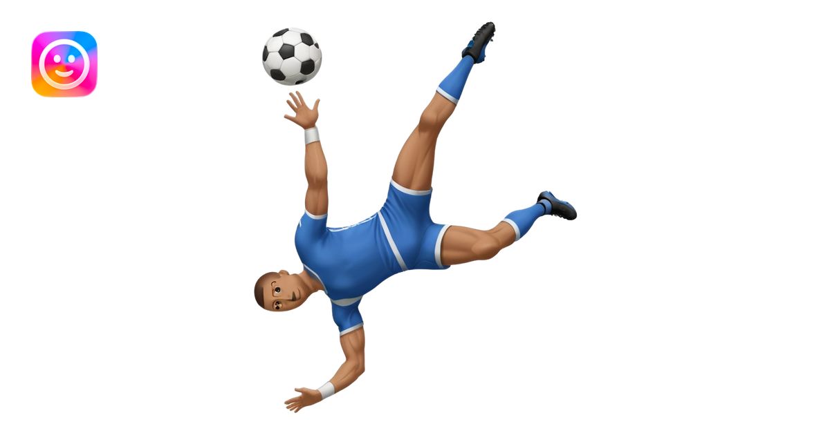 a man kicking a soccer ball, over-head scissors kick emoji | AI Emoji ...