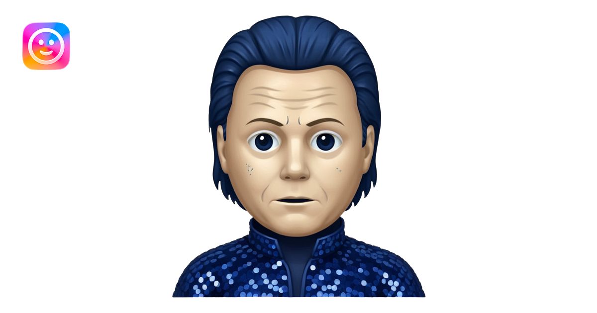 Michael Myers with dark blue sequin outfit emoji | AI Emoji Generator