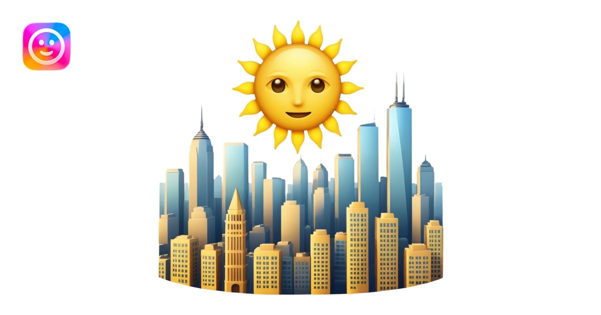 A SHINING AND RADIANT SUN WITHOUT FACE END WITH CITY OR WAVES emoji ...