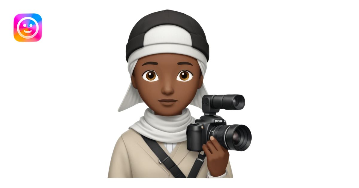 Black Muslim photographer, dark skin tone, dressed in a modest modern ...
