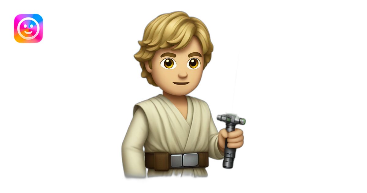 luke skywalker with green lightsaber emoji | AI Emoji Generator