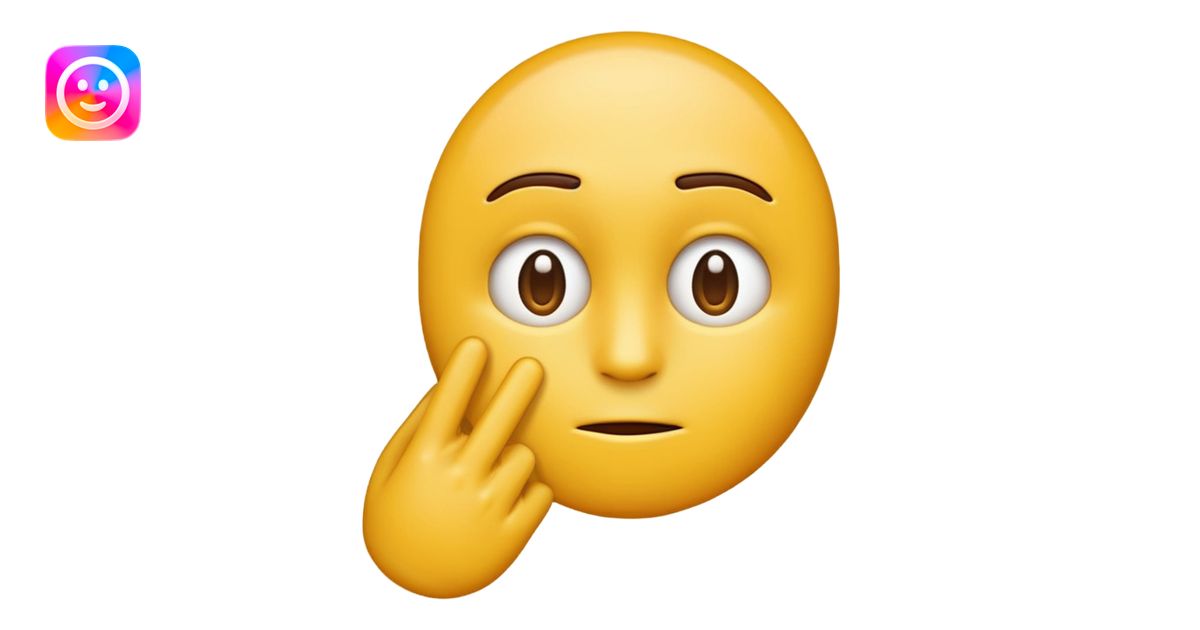 A straight face emoji with a slight look of disgust, a horizontal hand ...