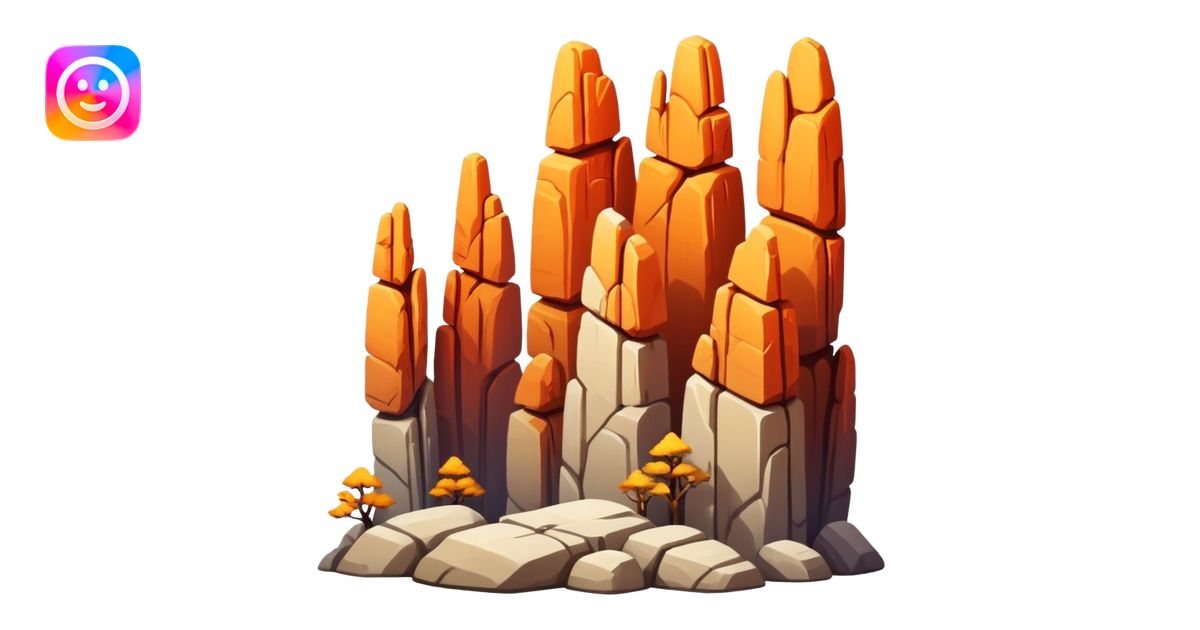 Stone Forest Yunnan limestone formations, simplified emoji style with ...