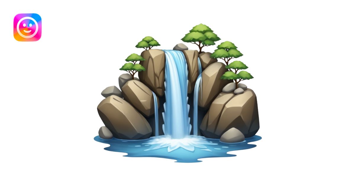 waterfall with rocks, without any plants emoji | AI Emoji Generator