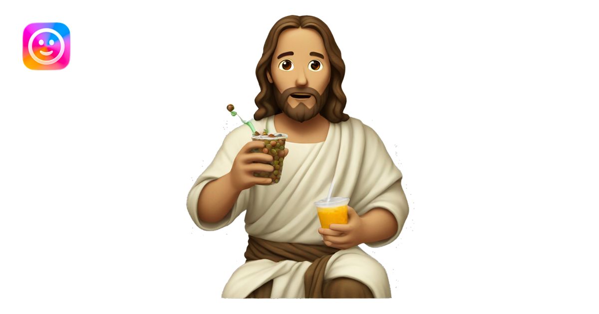 Jesus eating boba emoji | AI Emoji Generator
