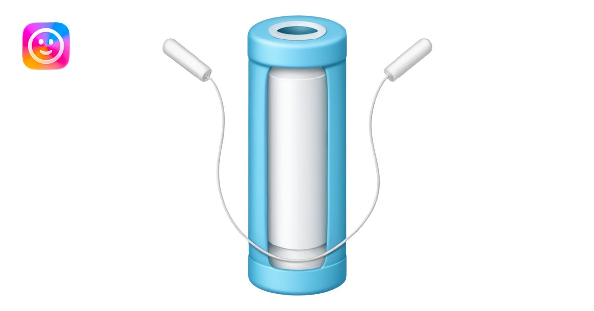a white tampon with ridges and a string attached to the bottom emoji ...
