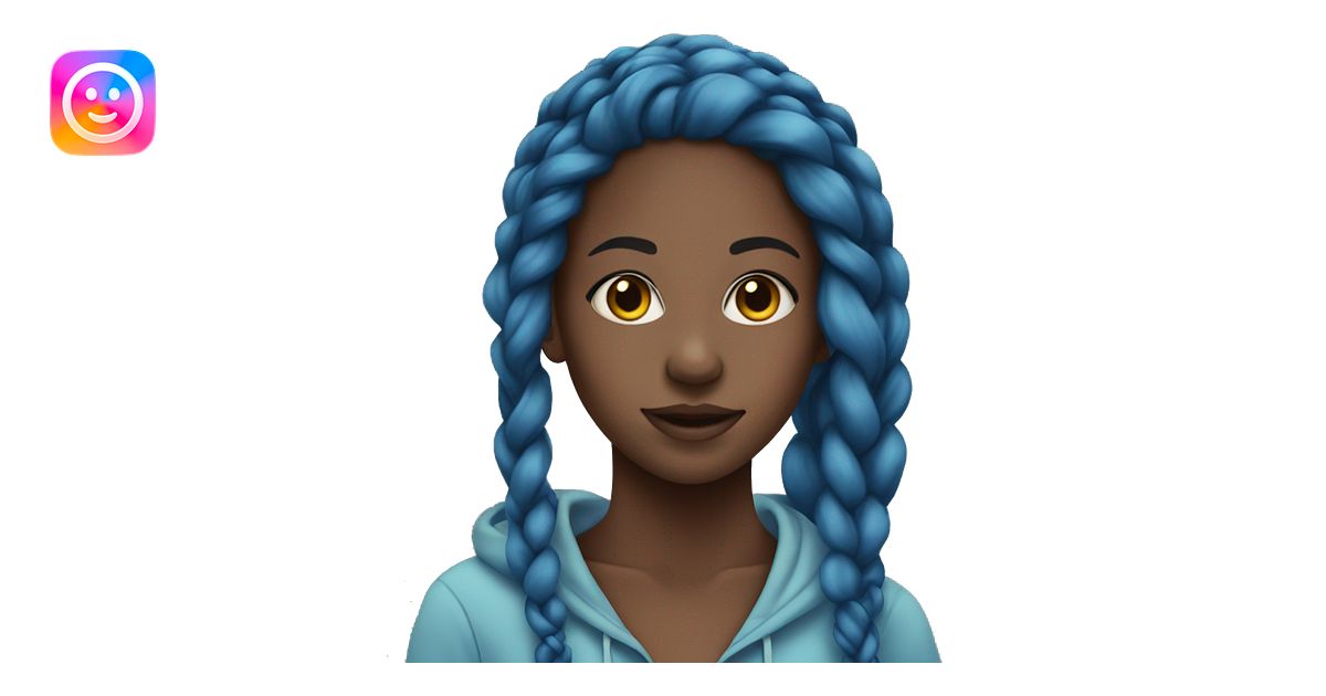 Black girl,blue hoodie, long braids, pretty emoji | AI Emoji Generator